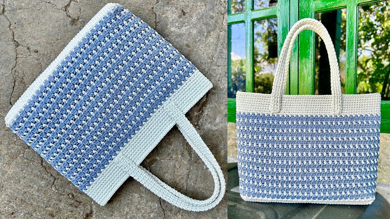 How to Crochet a Cute Tote Bag Tutorial - YouTube