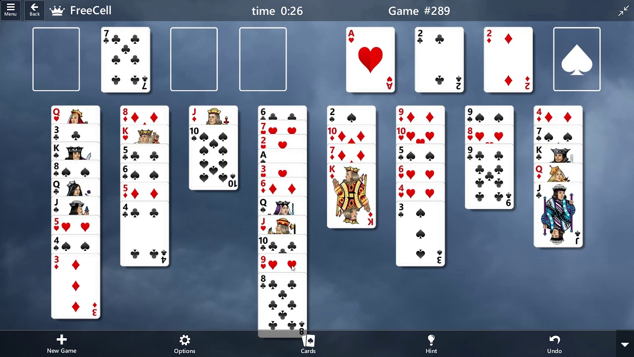 FreeCell Game #289 SOLVED Microsoft Solitaire Collection - YouTube
