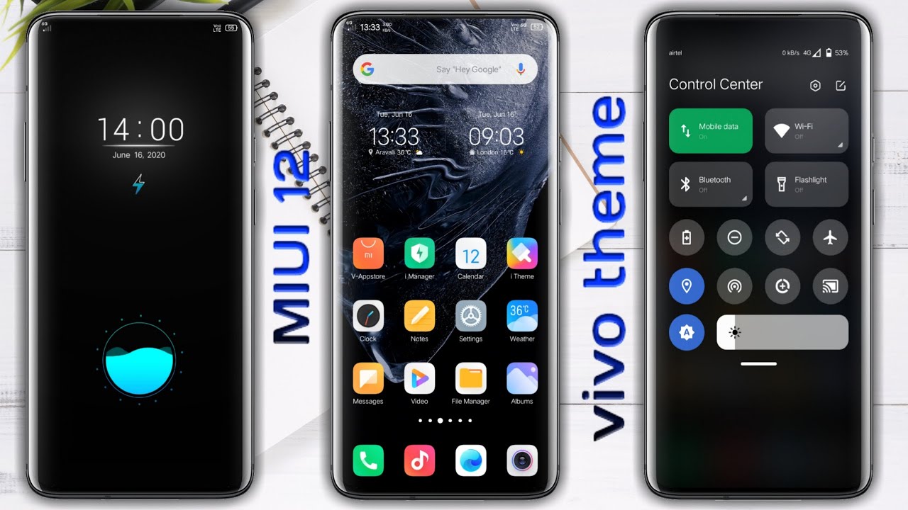 Miui 12 theme for vivo | super lock screen and control center - YouTube