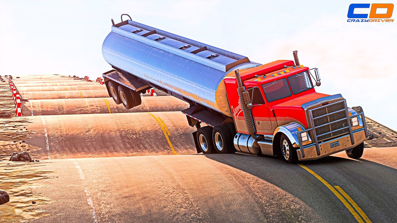 Wave Road Against Vehicles #3 - BeamNG drive CRAZY DRIVERS - YouTube