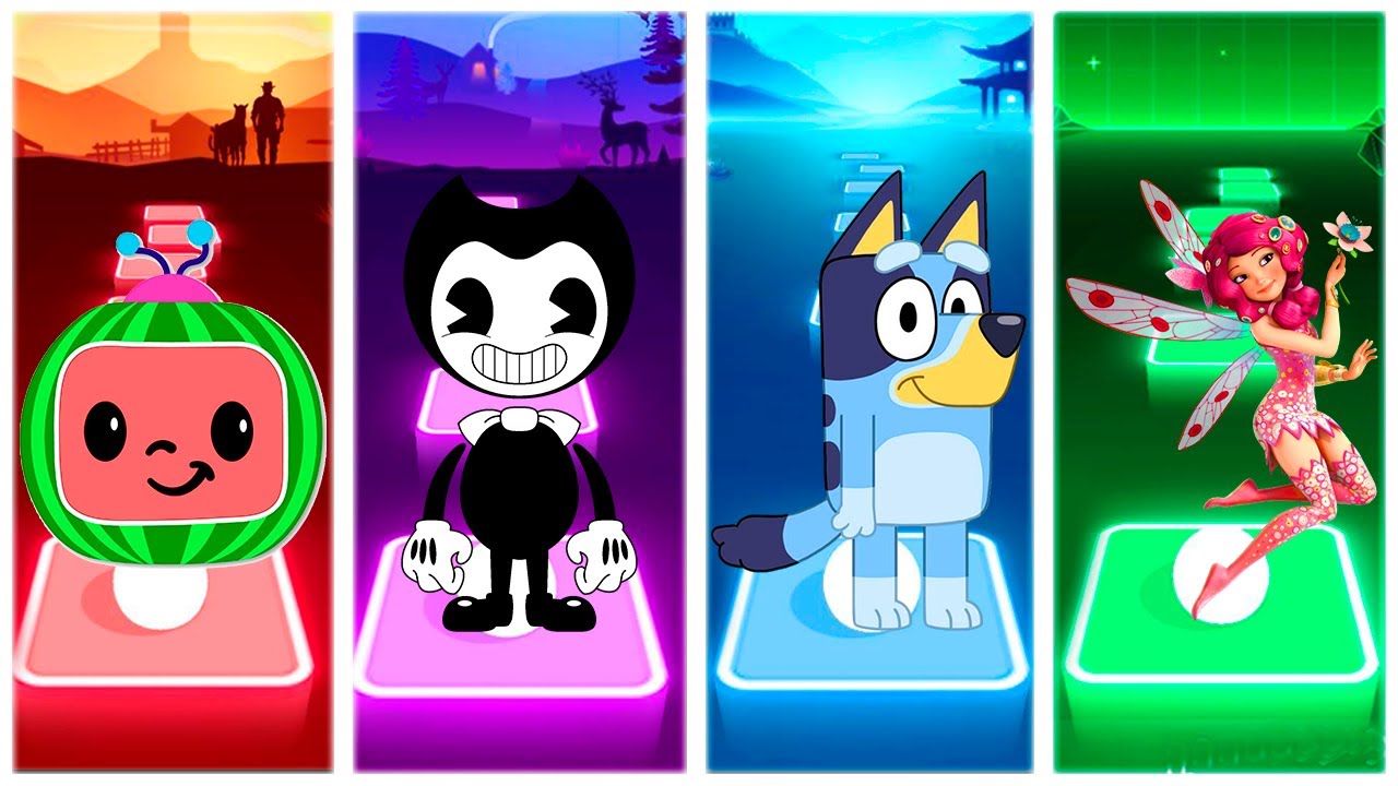 Cocomelon VS Bendy VS Bluey VS Mia TILES HOP Master - YouTube
