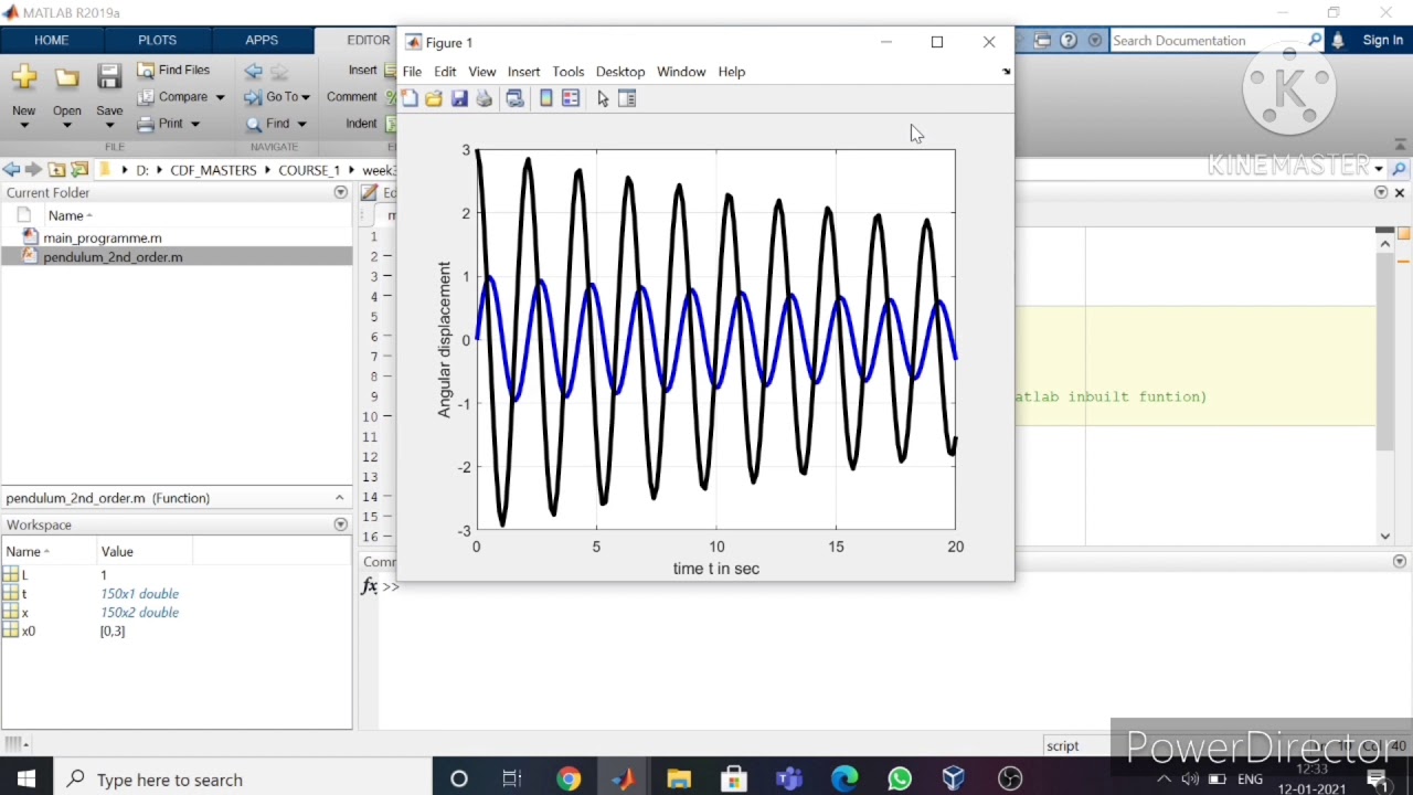 Simple Pendulum 2nd Order Ode Solving And Animation By Using Matlab Code Code Youtube
