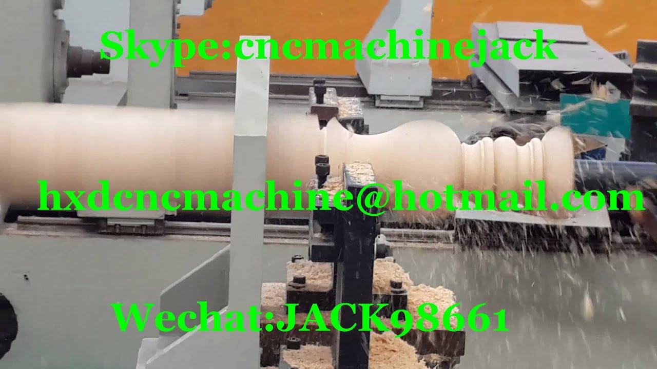 how to turning wooden column by cnc wood lathe machine - YouTube