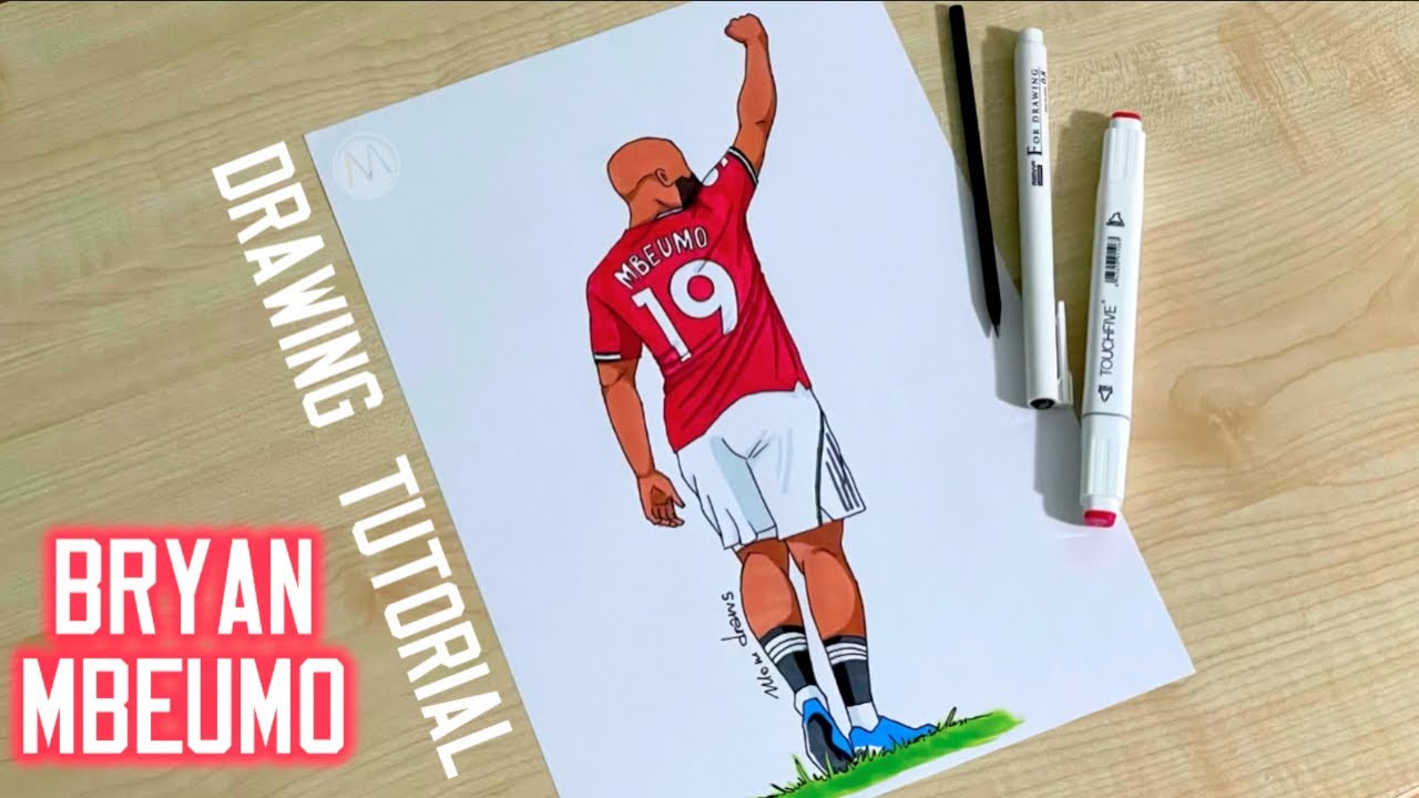 How to draw Bryan Mbeumo / How to draw Manchester United players - YouTube