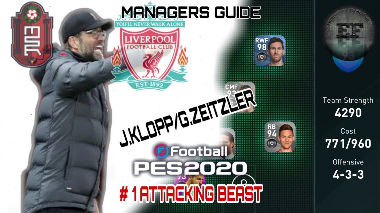 Klopp/Zeitzler Pes 2020 mobile | attacking beast | how to use |managers ...