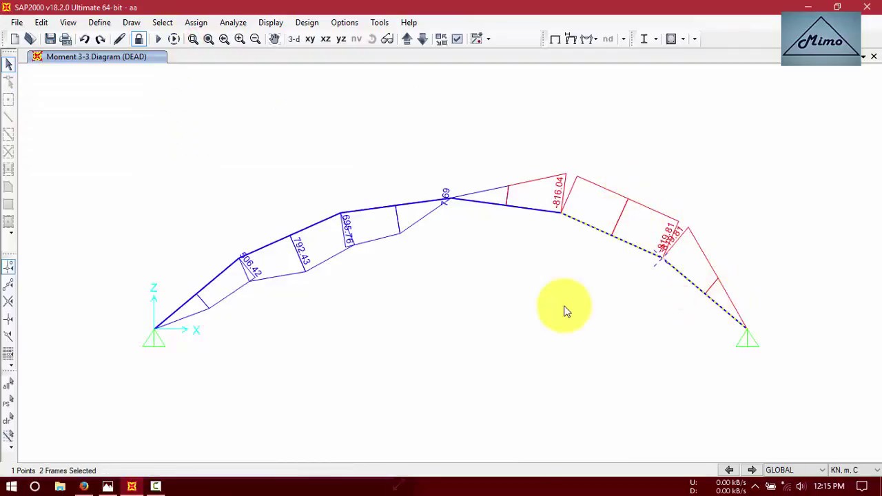 Sap2000 Two hinged parabolic arch analysis - YouTube