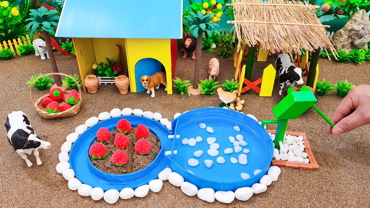 DIY mini Farm Diorama with Cattle Farm, Cow Shed - Mini Hand Pumb ...