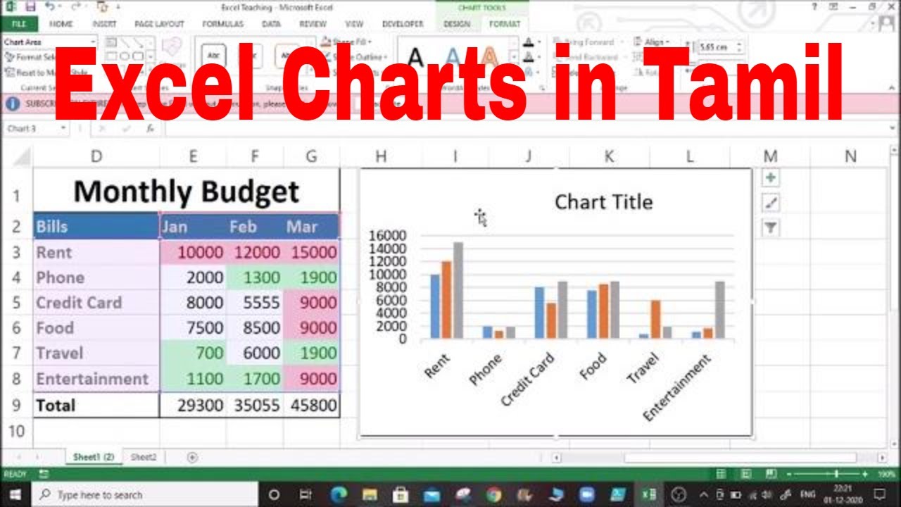Excel Charts Explained | MS excel Tamil Vathiyar | Part 20 - YouTube