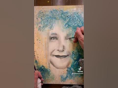 Mixed media self portrait! Process video - YouTube