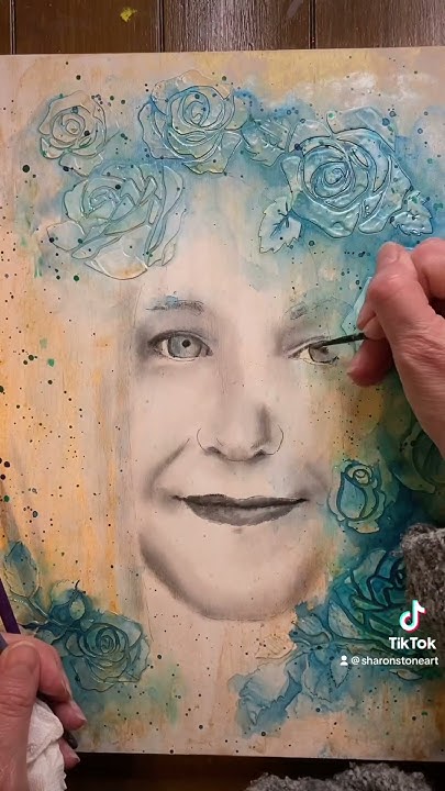Mixed media self portrait! Process video - YouTube