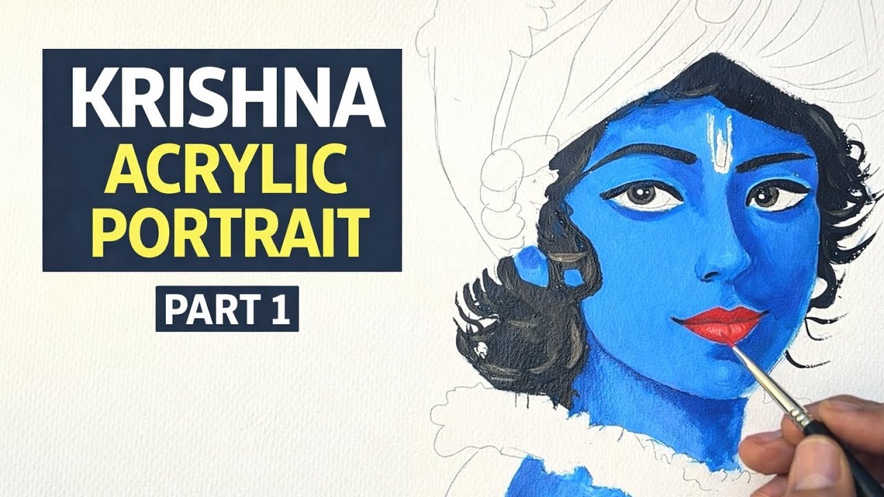 Draw With M - Krishna Portrait Acrylic Painting | Lip Drawing | Part 1 ...