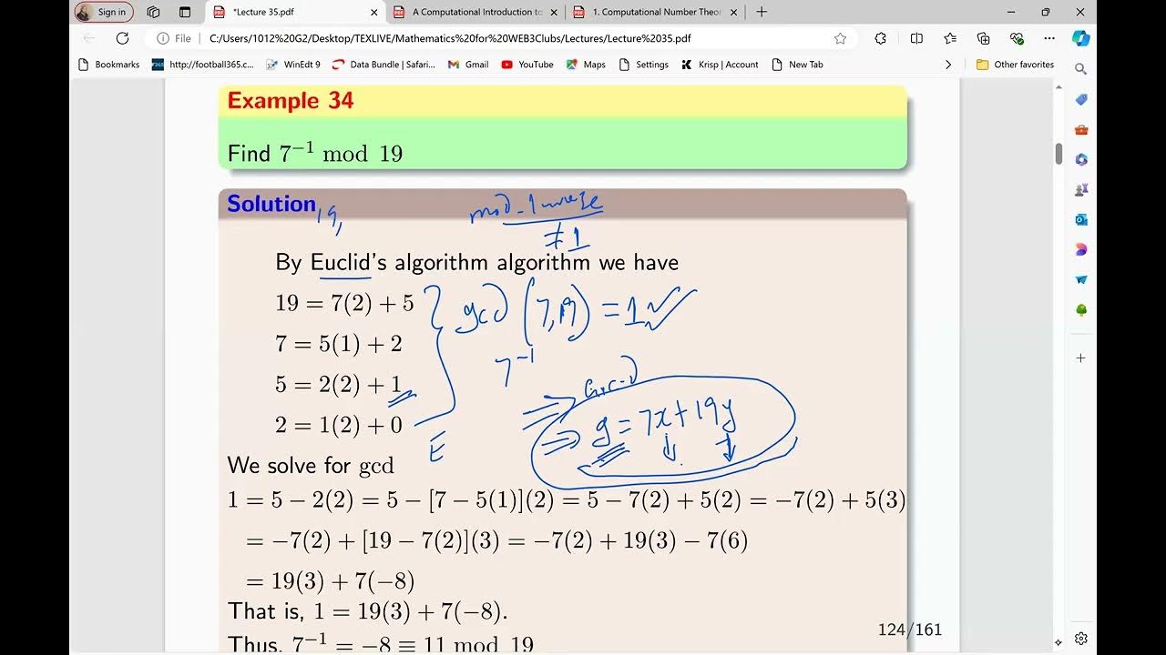Lecture 35 - Finding Inverses In Modular Arithmetic Implemented In Rust - YouTube