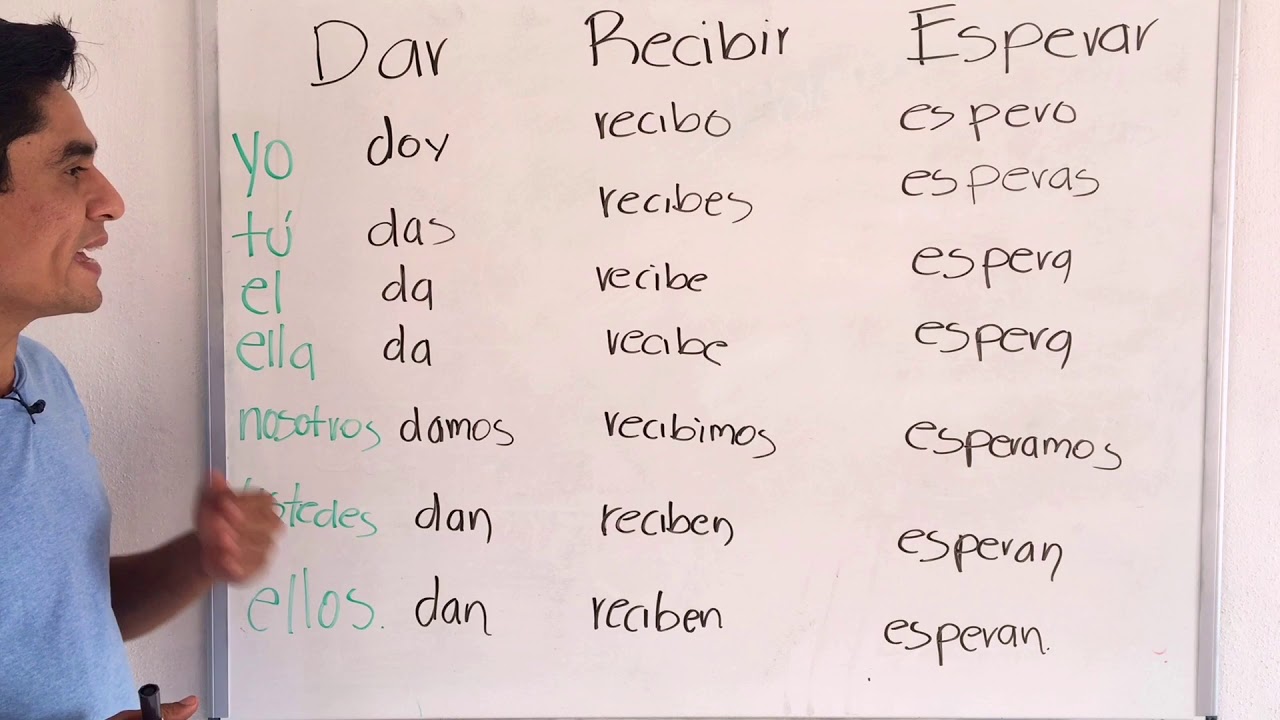 Spanish Verbs en español ( dar-recibir - esperar ) - YouTube