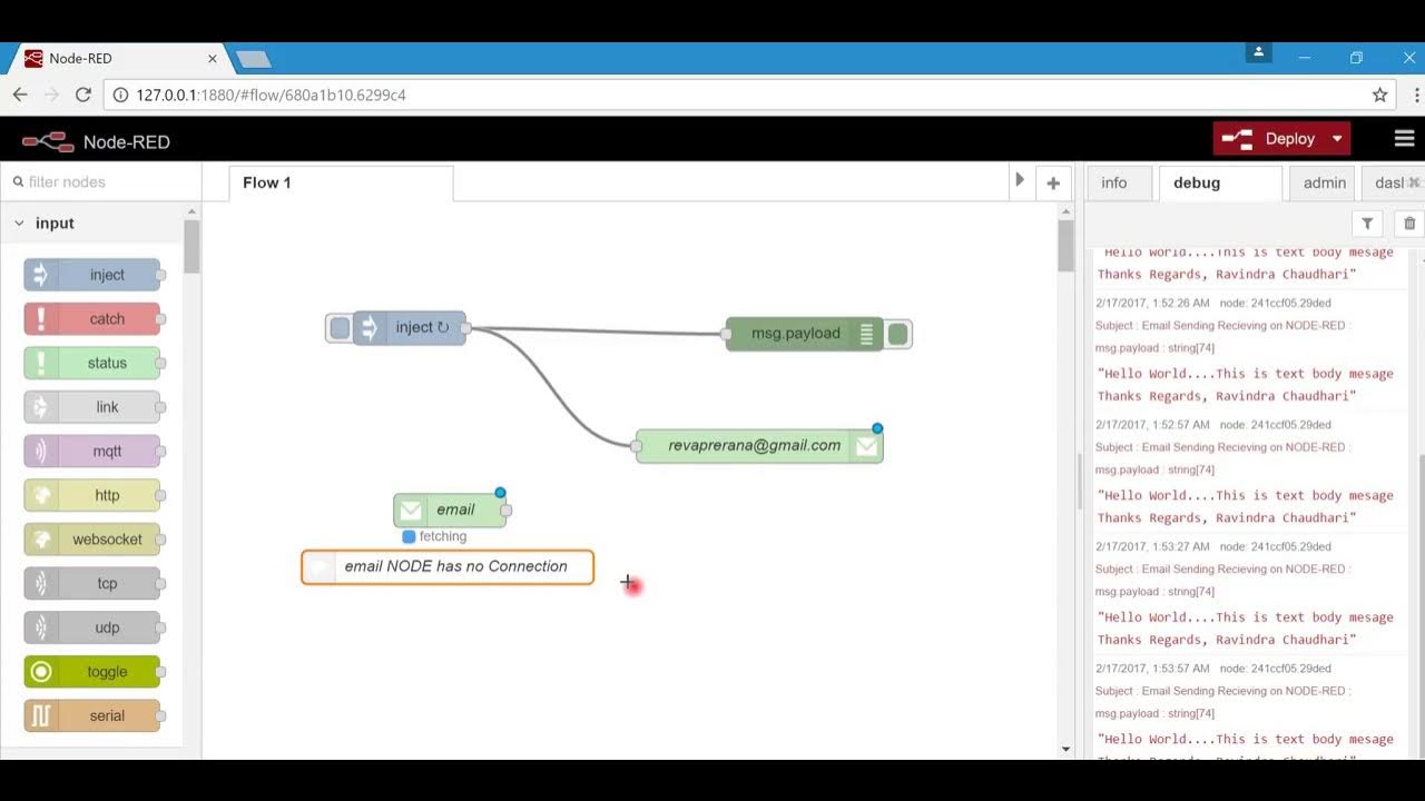 How to Use NODE RED to send and Recieve Email - YouTube
