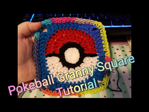 Crochet Pokeball Granny Square Tutorial 🧶 Pokemon Pattern - YouTube
