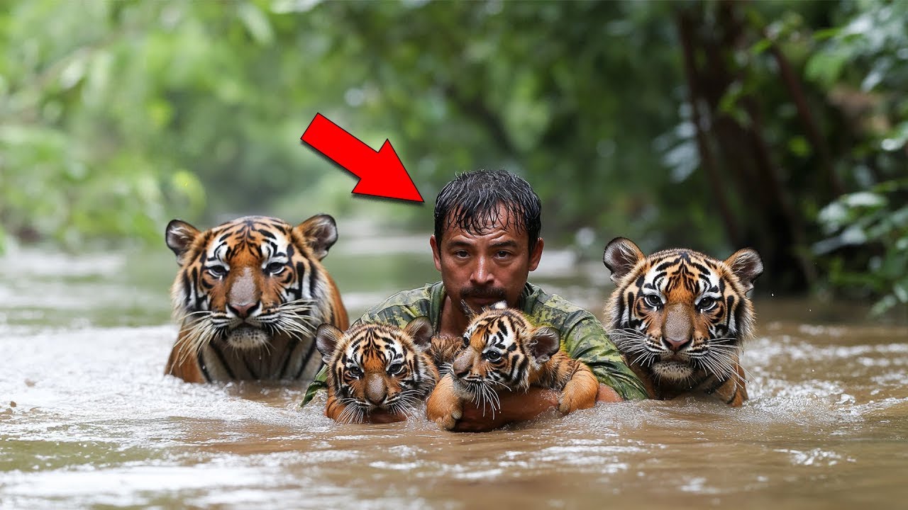 Man Saves Tiger Family From Flood, But Mother Tiger Does Shocking Thing ...