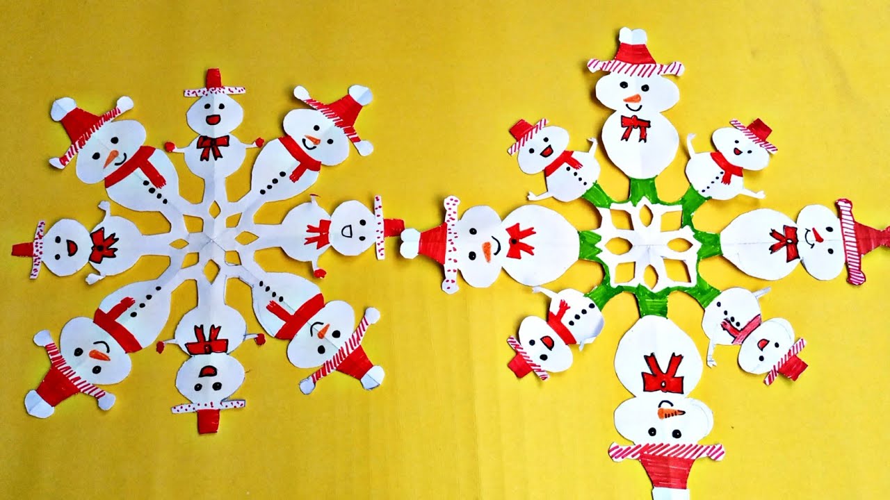 How to make Paper Snowman Snowflake | Christmas Decoration Ideas | Kids ...