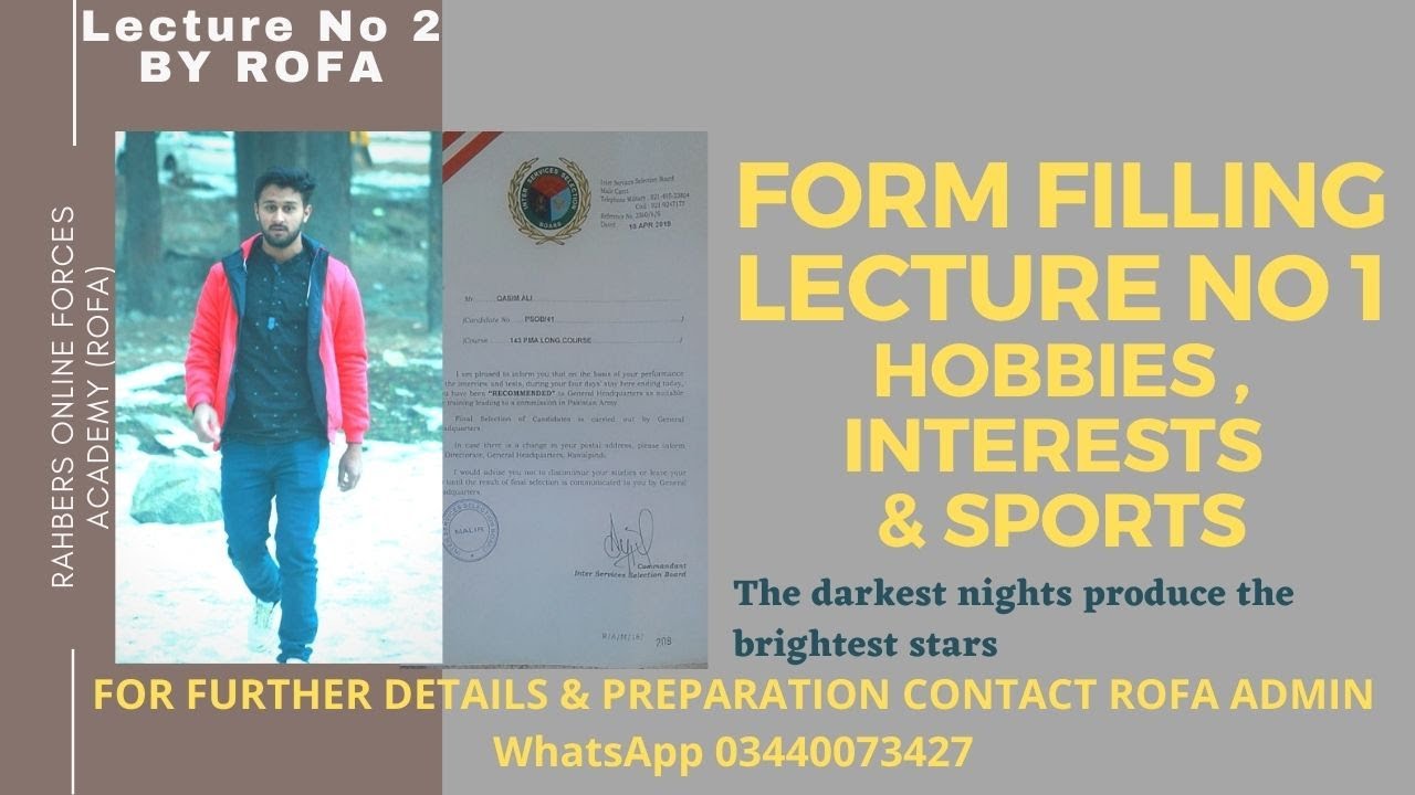 Form Filling | ISSB BioData Sheet | Hobbies,Sports & Interests ...