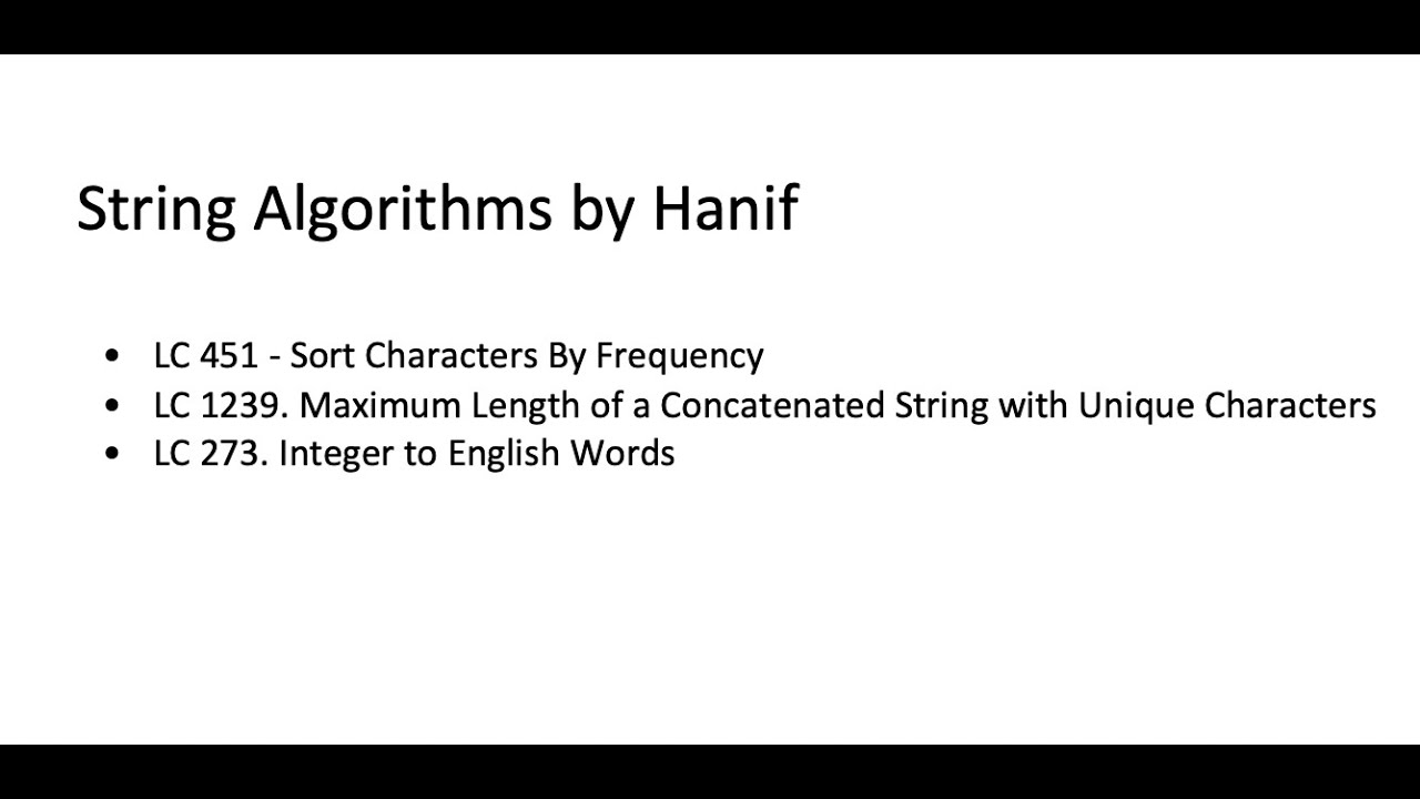 String Algorithms By Hanif Youtube