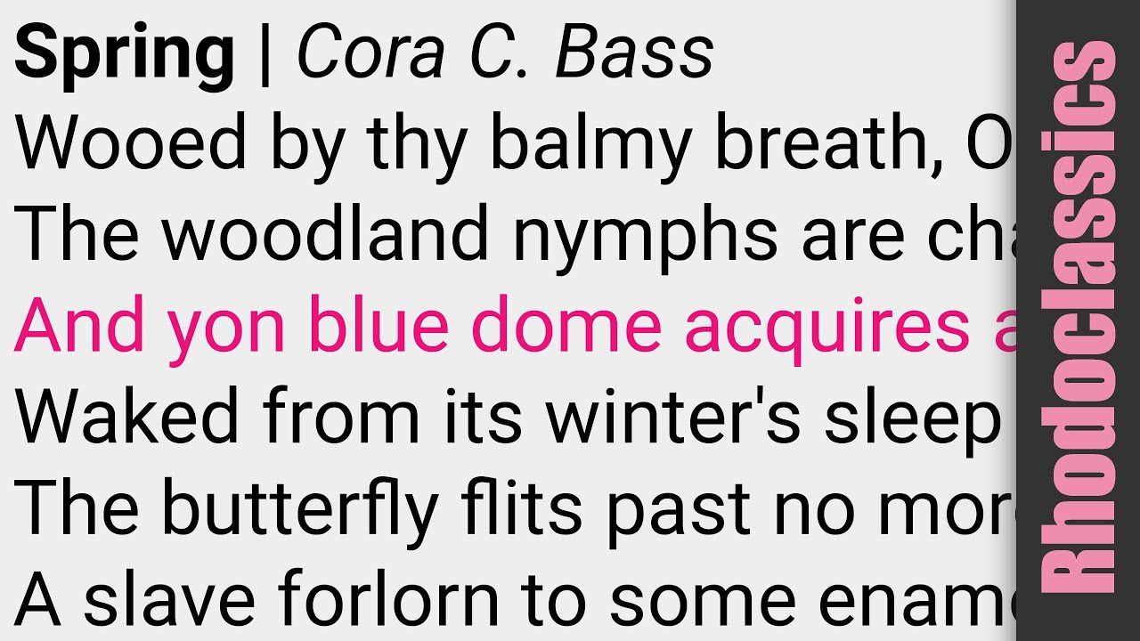 Spring by Cora C. Bass (poem read-along) - YouTube