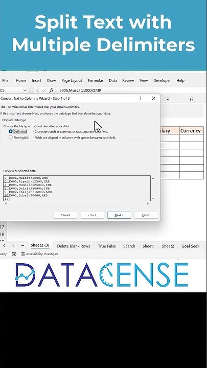 Split text with multiple Delimiter - YouTube