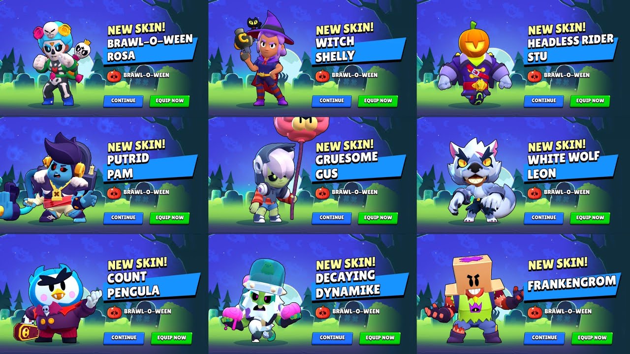 Brawloween skins and pins unlocking animation from (2019-2024 ...