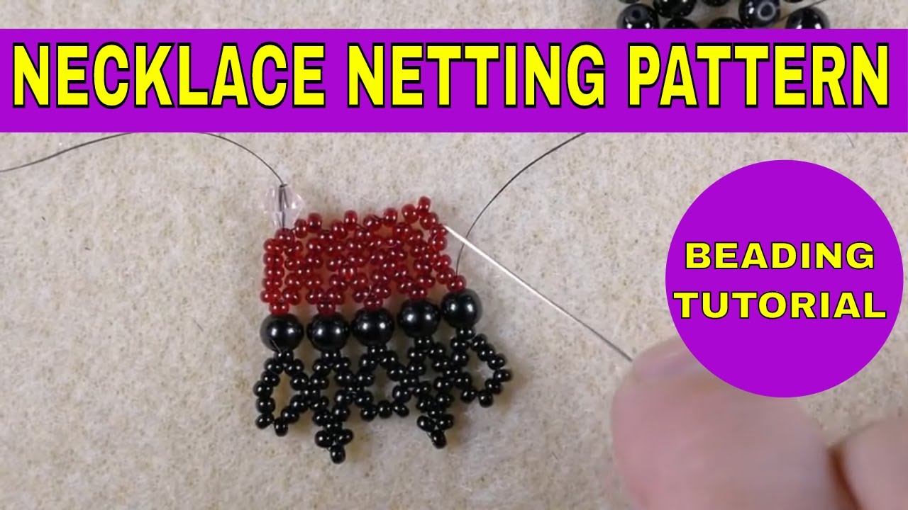 Beaded Netting Tutorial. Seed Beads and Pearls Necklace - YouTube