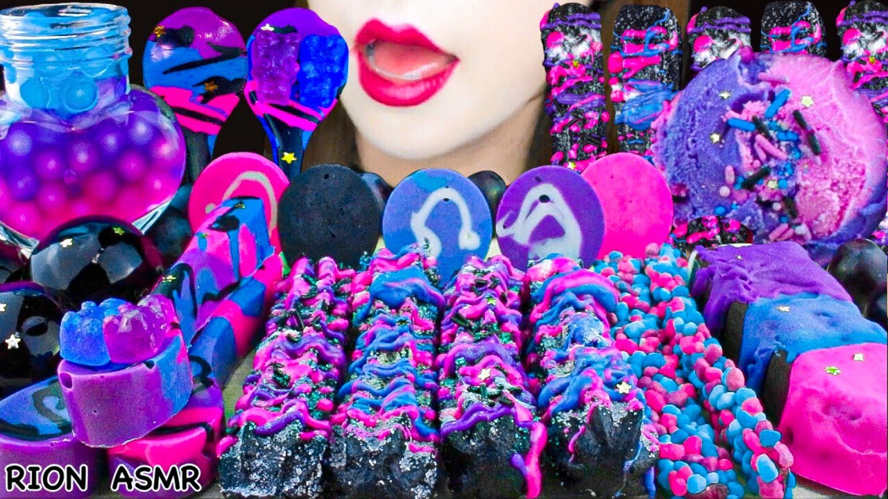 【ASMR】GALAXY DESSERTS⭐️💙 GALAXY CHURROS,GALAXY SPOON,CHOCOLATE ICE ...