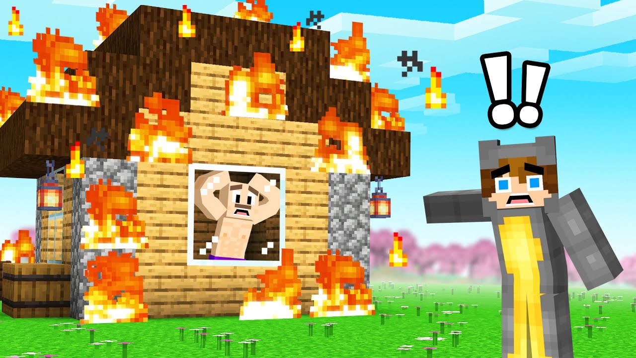 His House Was BURNED Down In Our Minecraft World... - YouTube