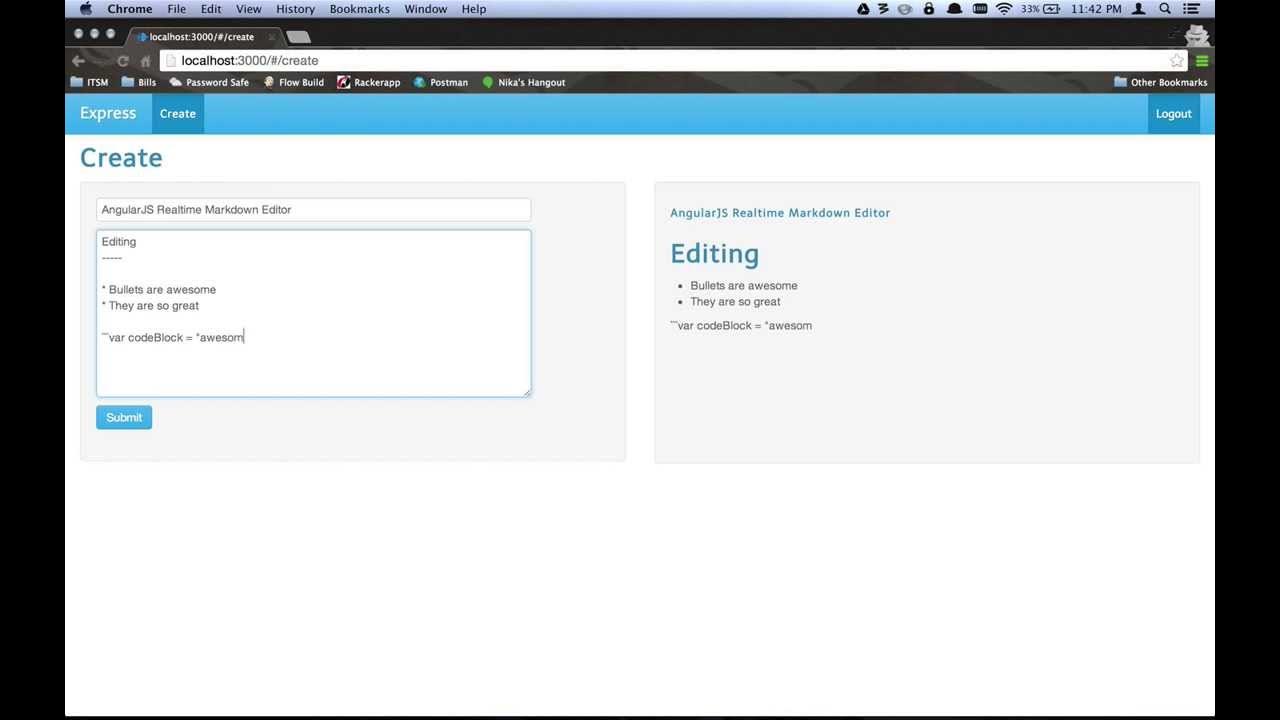 AngularJS Realtime Markdown Editor - YouTube