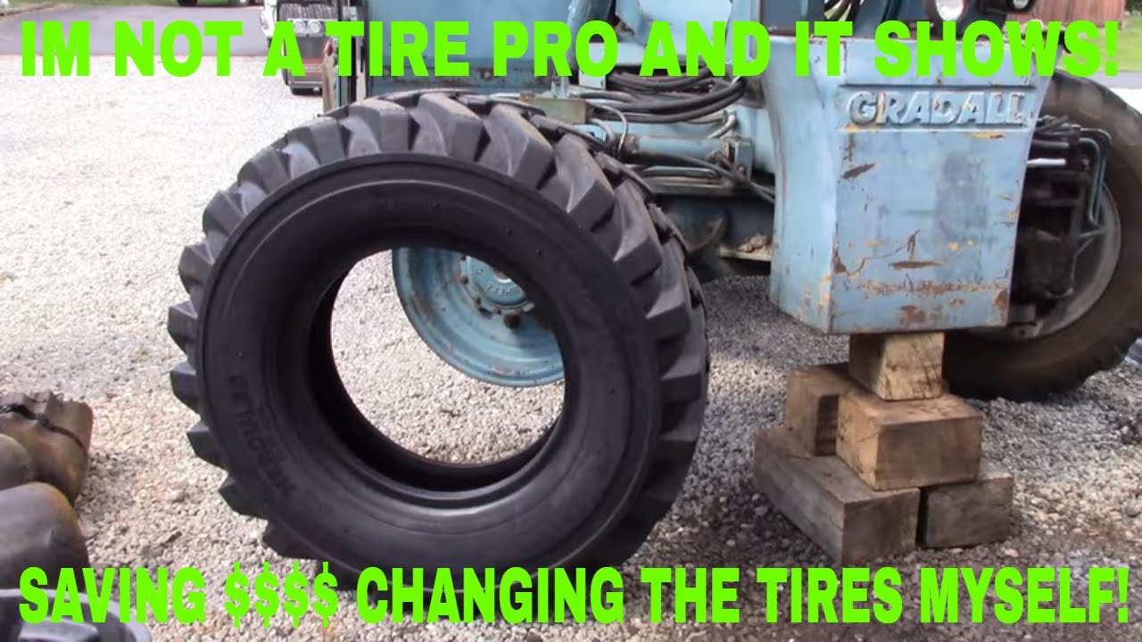GRADALL TELEHANDLER FOAM FILLED 13.00 - 24 TIRE REPLACEMENT! - YouTube