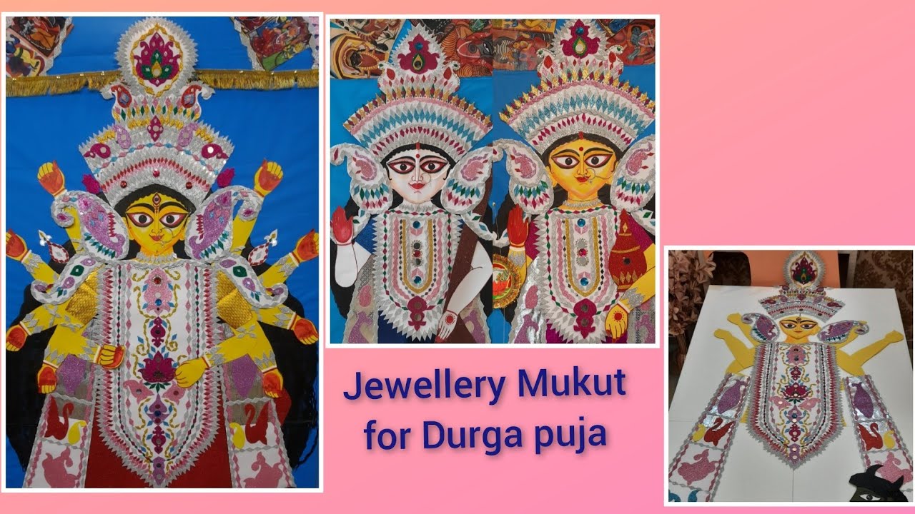 Paper Maa Durga making Part 2 Jewellery Mukut Design | Tips for making ...