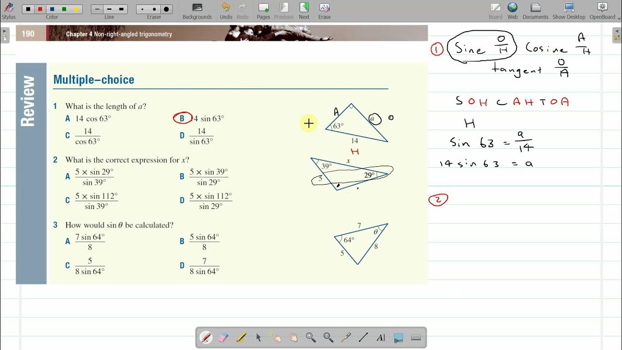 year 12 HSC revision topic 4 Non right angled trig MC qu 1 to 3 - YouTube
