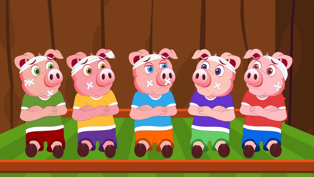five little piggies jumping on the bed | nursery rhymes | kids songs ...