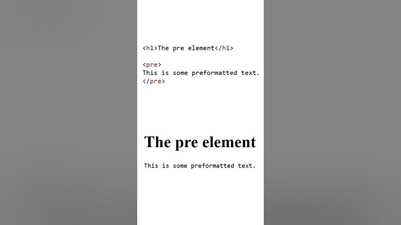 pre tag | Preformatted text | html | webdevelopment | theelitecode | #shorts - YouTube