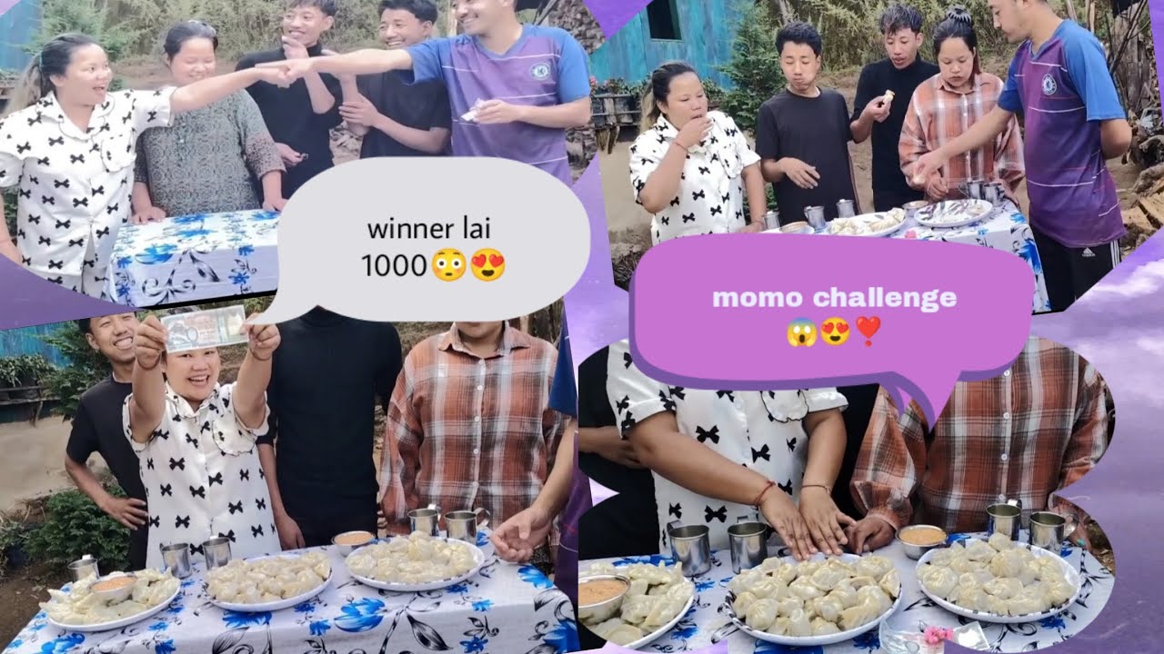 MOMO Challenge with sisters and brothers😘winner lai Rs.1000 😱😍 ️ - YouTube