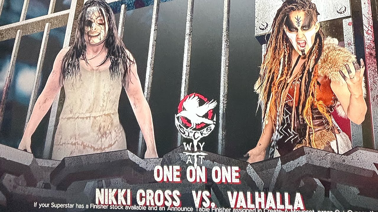 WWE 2K24, NIKKI CROSS vs VALHALLA, WYATT SICKS6 COMPOUND ARENA - YouTube
