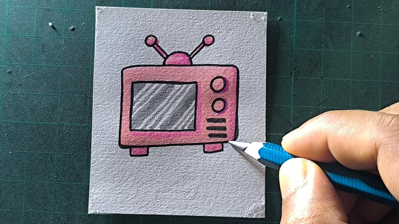 How to draw a tv - YouTube