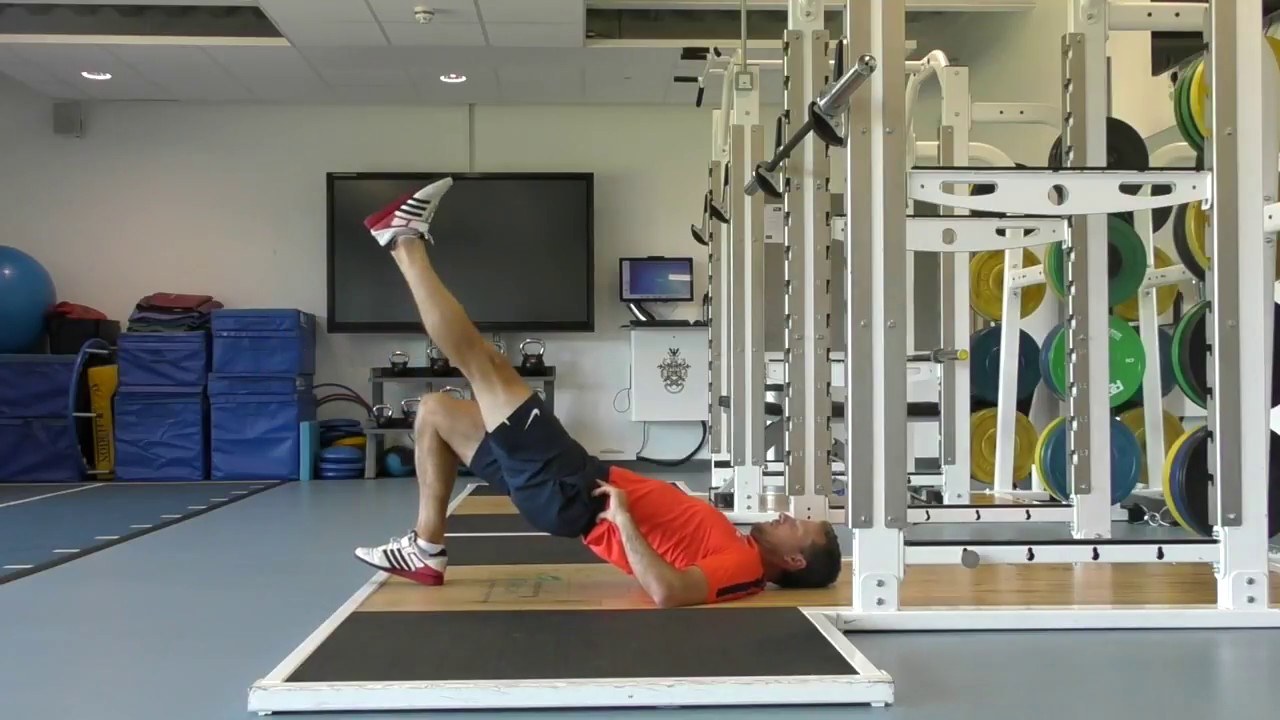 Single Leg Hamstring Bridge with Walk - YouTube