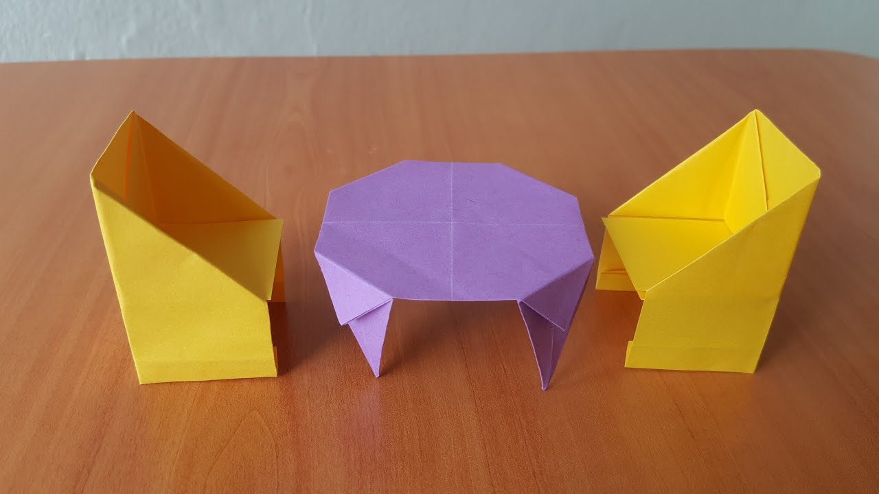 ORİGAMİ TABLE AND CHAİR - How to make Paper Table and Chair - YouTube