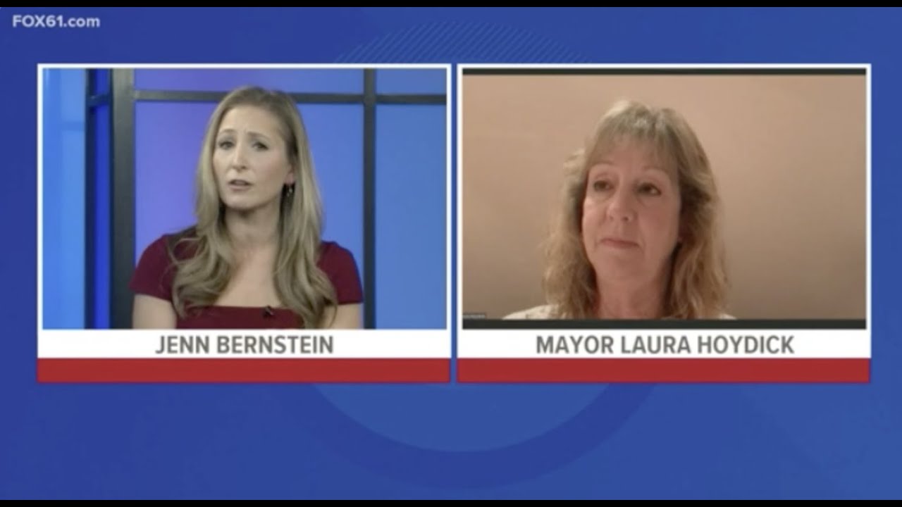 Mayor Laura Hoydick with Jenn Bernstein of Fox 61 on Stratford facing ...