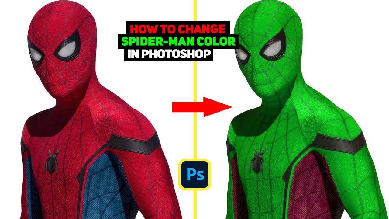 How to change spider man color in photoshop 2025 - YouTube
