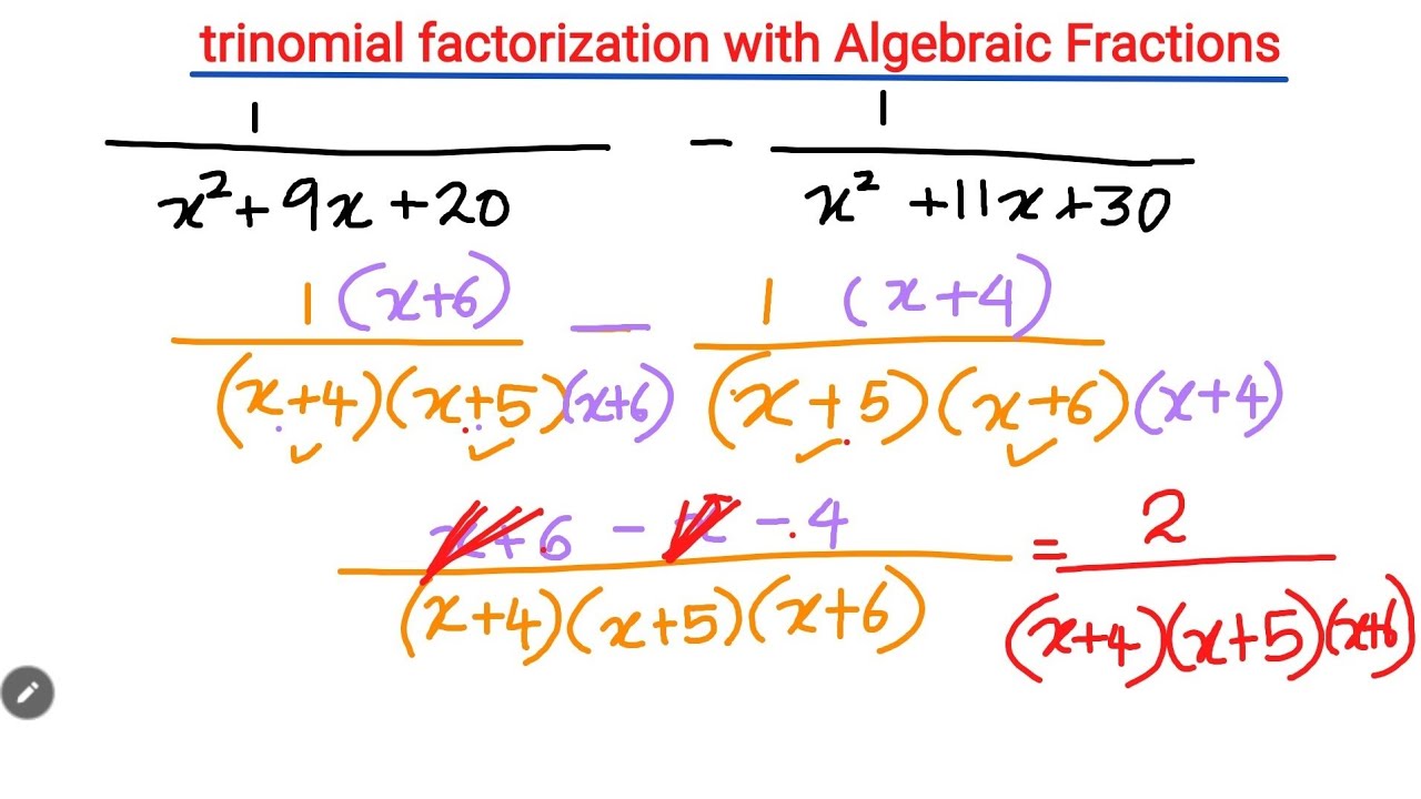Algebraic factions 🎐3️⃣ Grade 11 | trinomial factors 🪶| Addition and ...