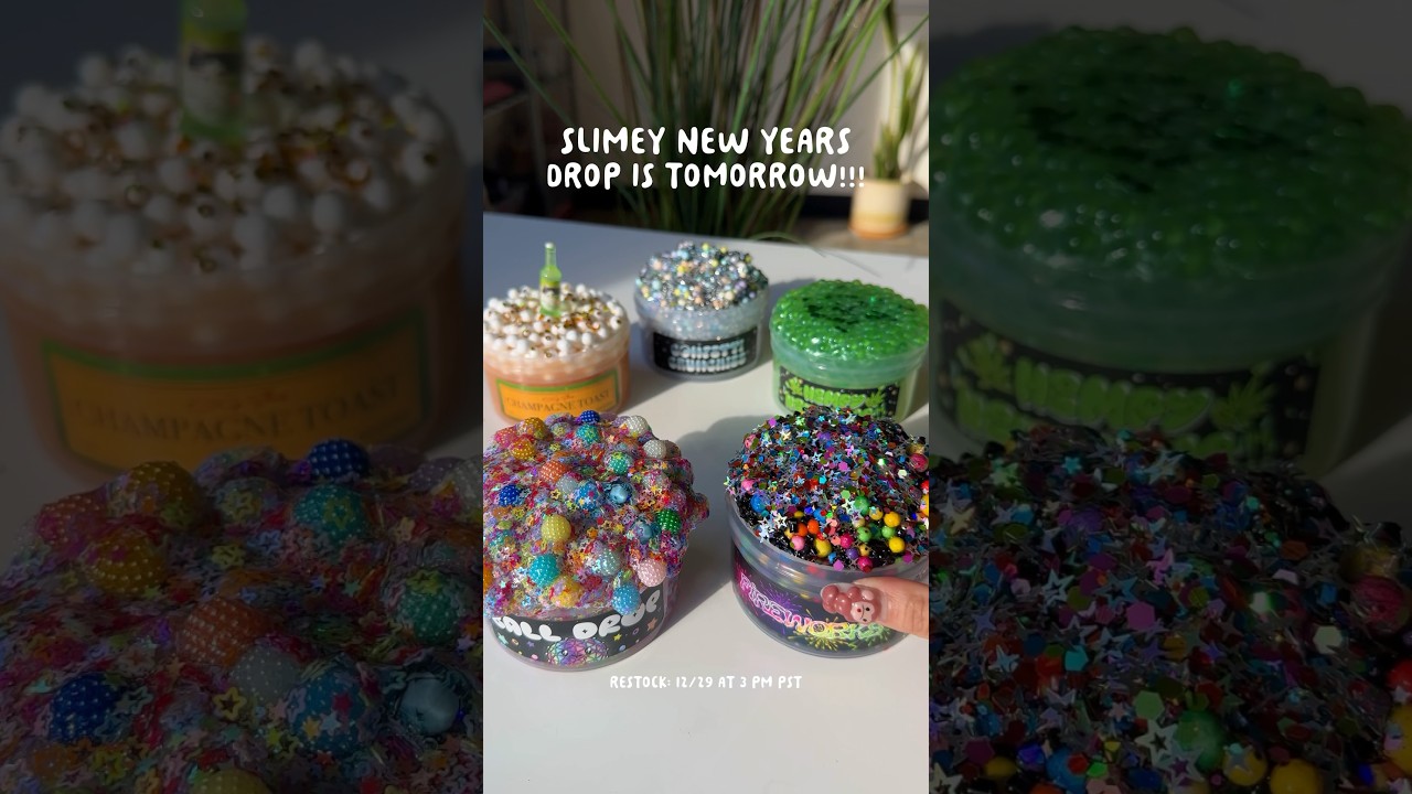 Slimey New Years drop is TOMORROW 🎊🎉 #asmr #slimeshop #slime - YouTube