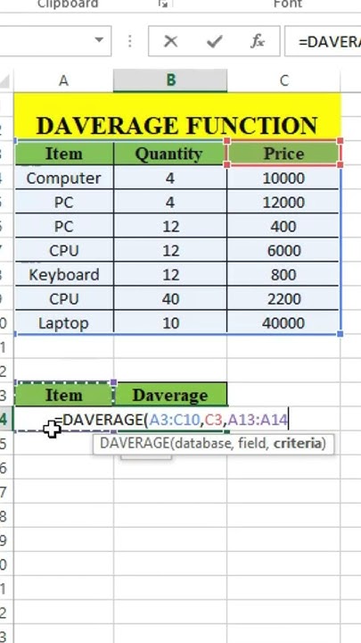 🧮 How to Use DAVERAGE Function in Excel | Database Average Calculation - YouTube