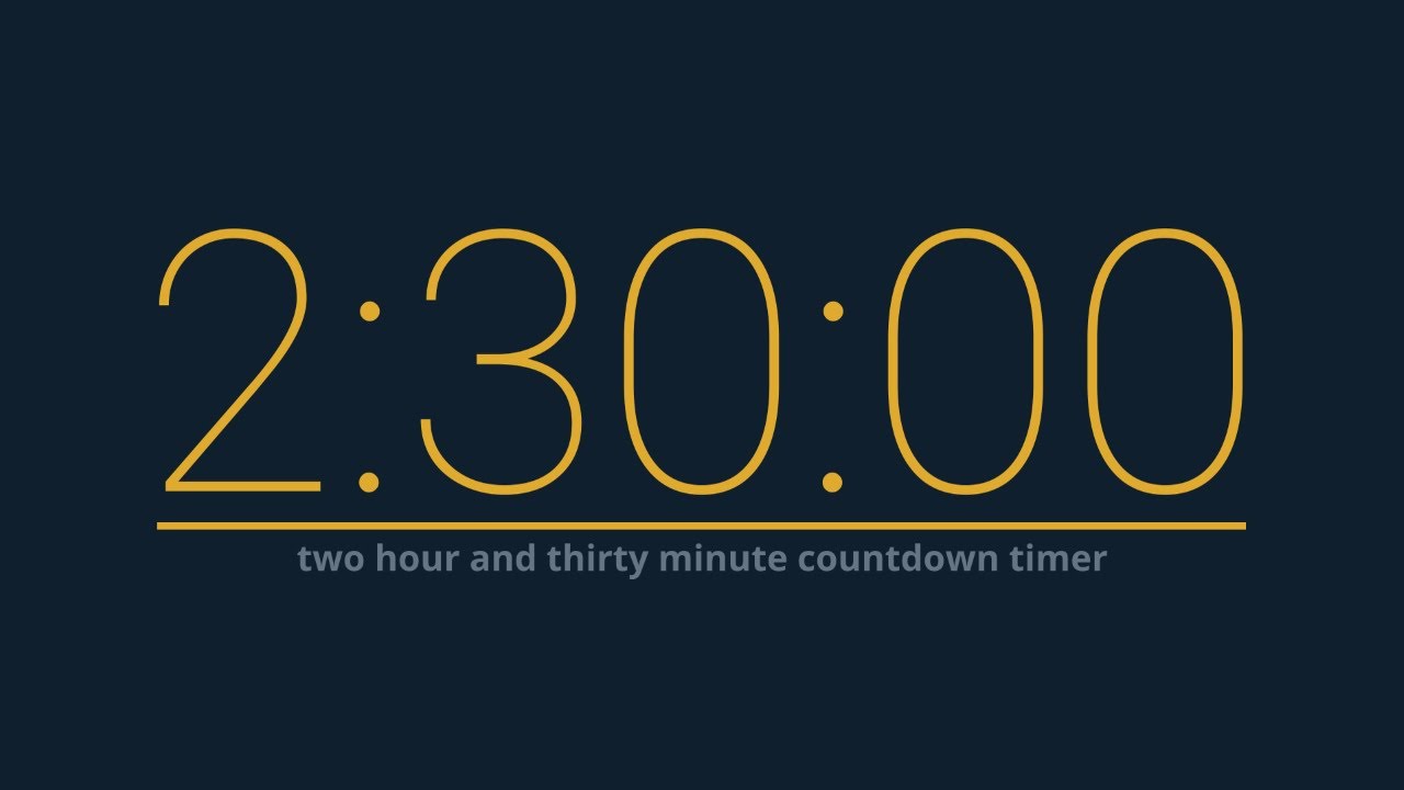 SILENT - 2 Hour and 30 Minute Countdown - Yellow and Blue Underlined ...