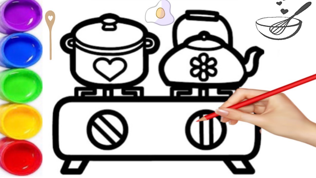 How to Draw Kitchen Utensils For Children - YouTube