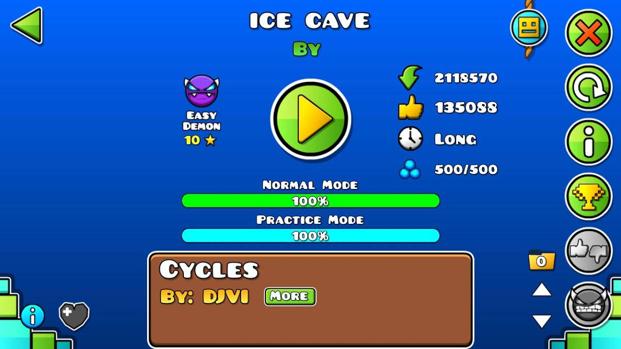 Geometry Dash: Ice Cave (Easy Demon) by [N/A] - YouTube