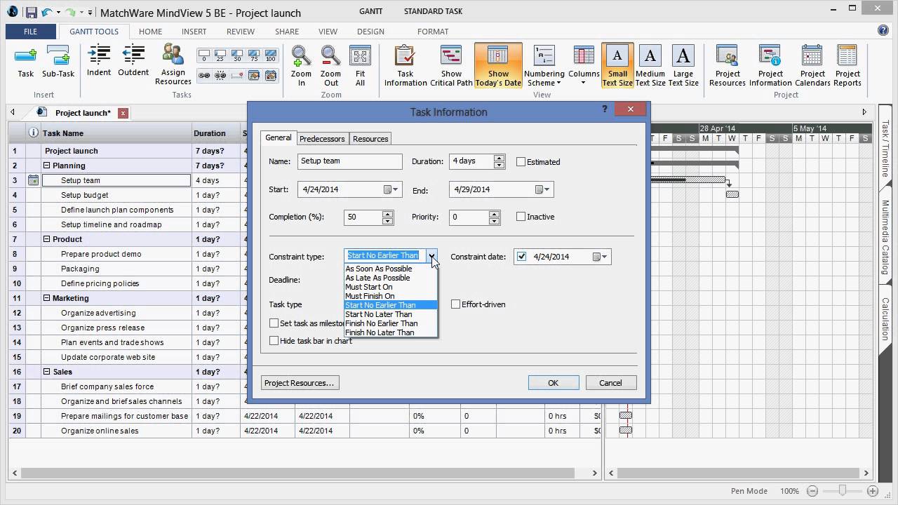 How To Build a Gantt Chart with MindView - YouTube