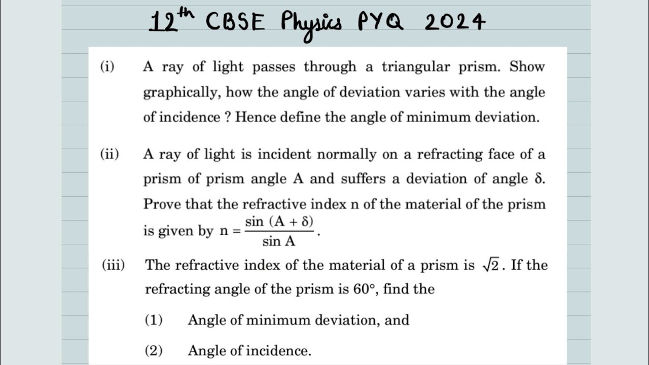 XII Physics A ray of light passes through a triangular prism. Show ...